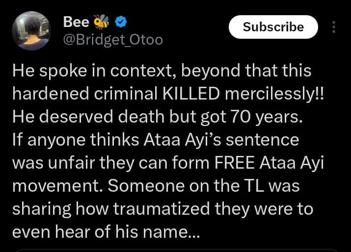 "HE DESERVED DEATH SENTENCE AND HE GOT 70, GO AND FORM AN ATTA AYI ...